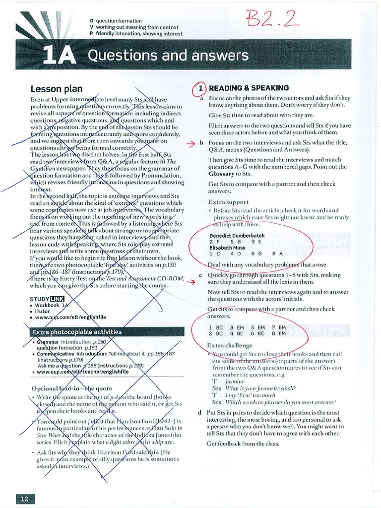 Reading + Grammar Bank + Extra Grammar, Unit 1A. KEYS | PDF