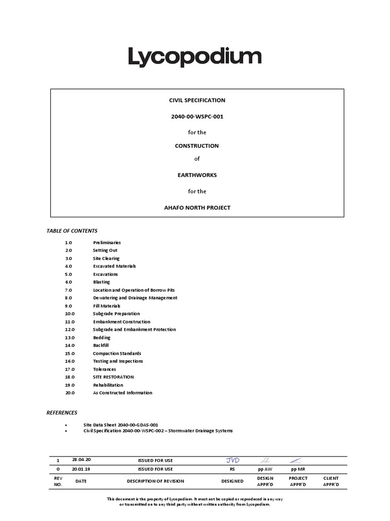 2040 00 WSPC 001 - 1 Civil Specification | PDF | Specification (Technical Standard) | Surveying
