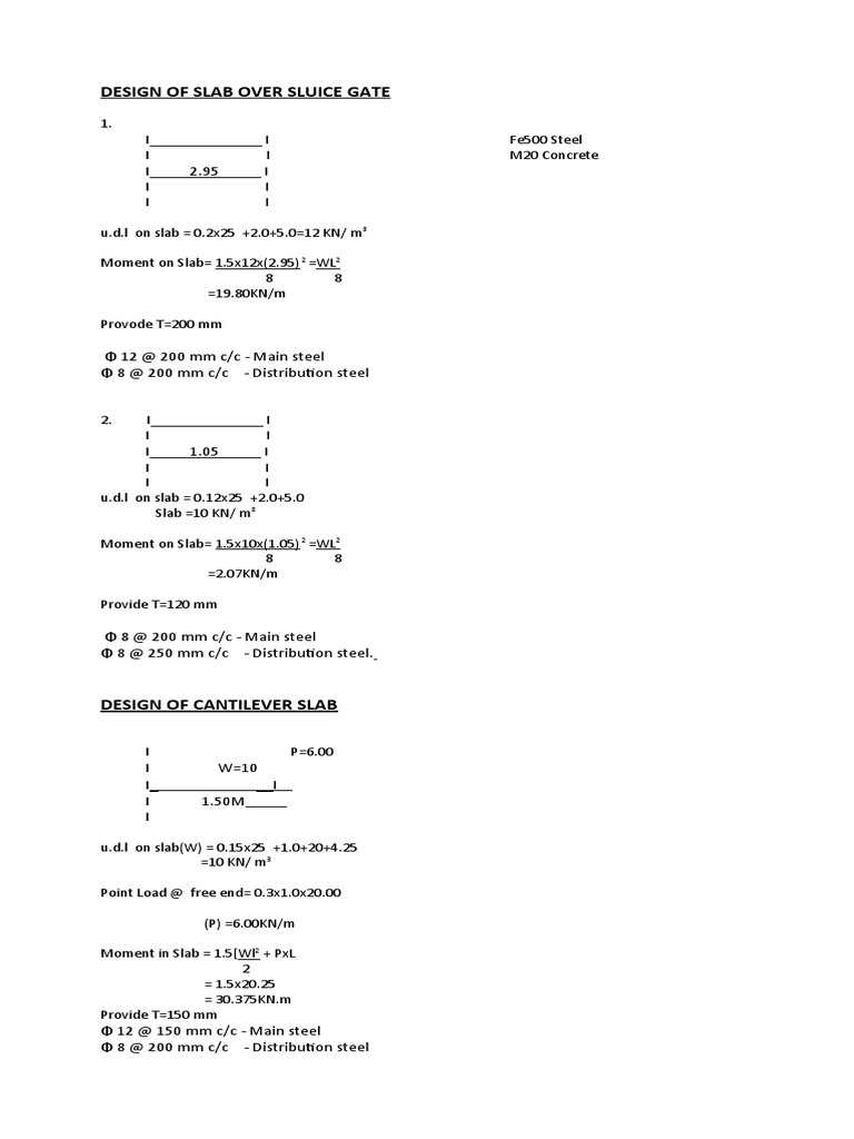 Design Slab Over Sluice Gates | PDF | Architectural Elements | Solid ...
