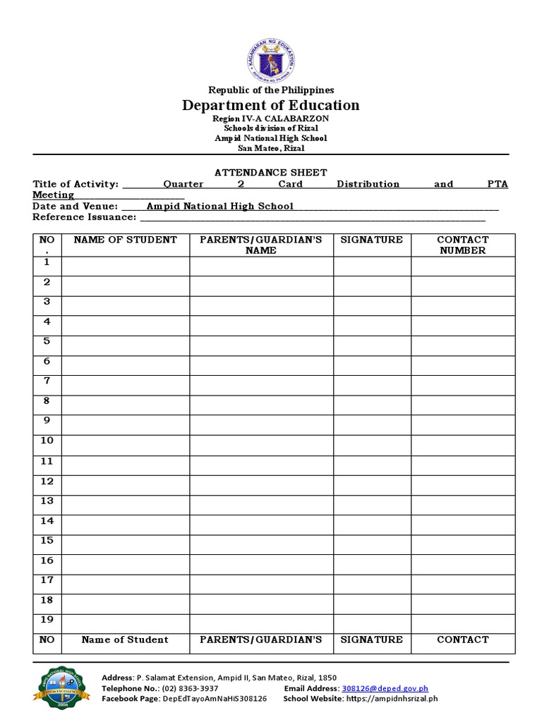 Attendance Meeting Template | PDF