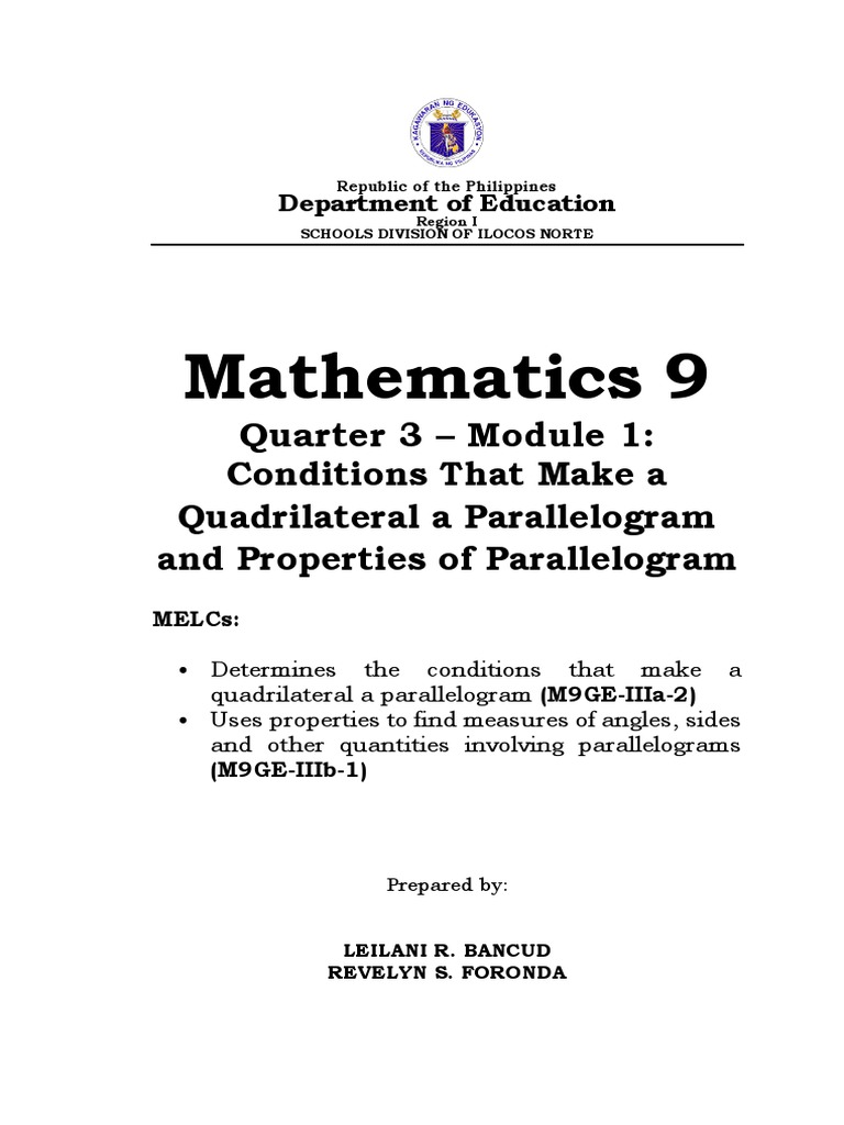 Math 9 Quarter3 Module1 Week1 MELC1to2 BANCUD - LEILANI FORONDA - REVELYNFinal+ +Martina ...