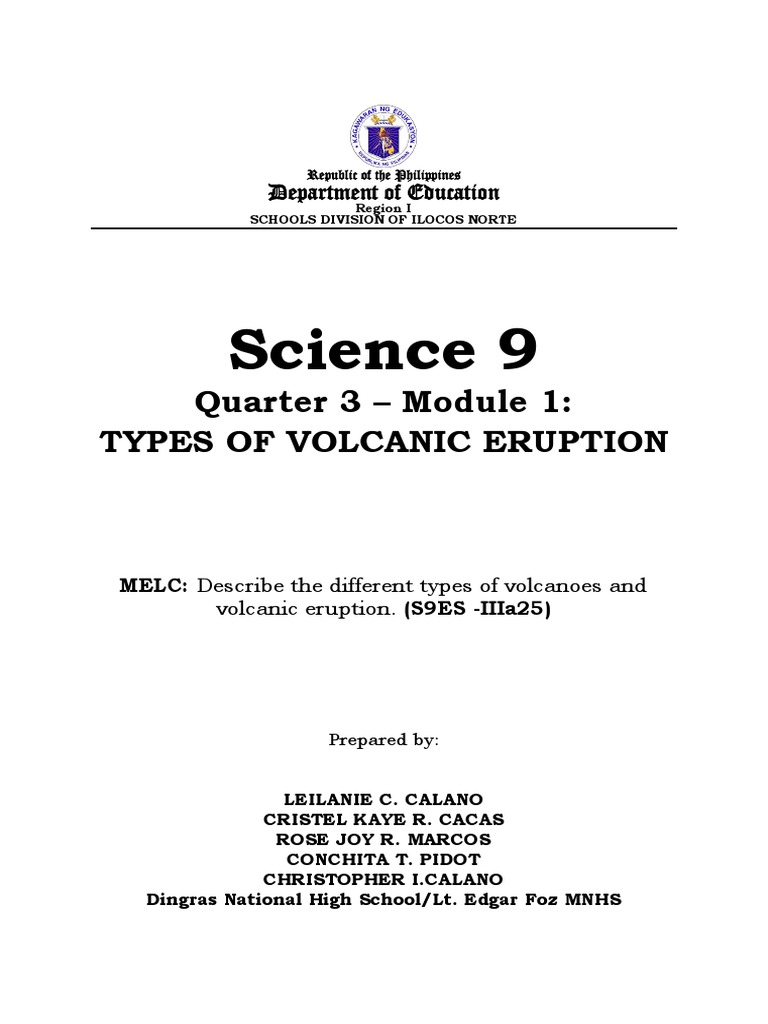 Science 9 Q3 Week1 MELC01 Module1 CalanoLeilanie Et - Al. | PDF | Types ...