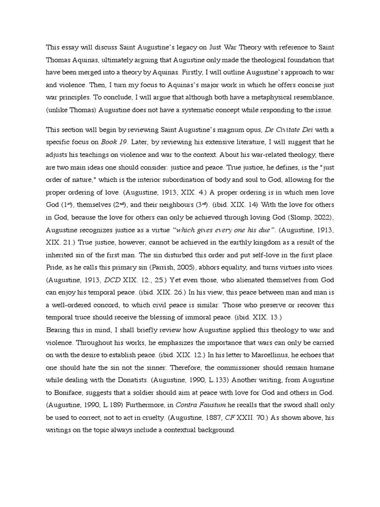 Augustine vs Aquinas: Just War Theory | PDF | Thomas Aquinas ...