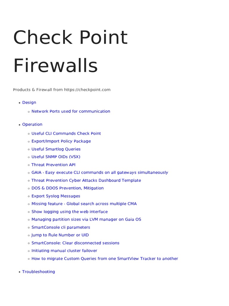Check Point Firewalls Product and CLI Guide | PDF | Denial Of Service ...