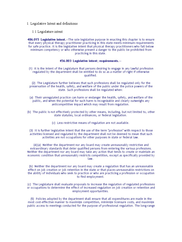 Legislative Intent and Definitions 1.1 Legislature Intent | PDF ...