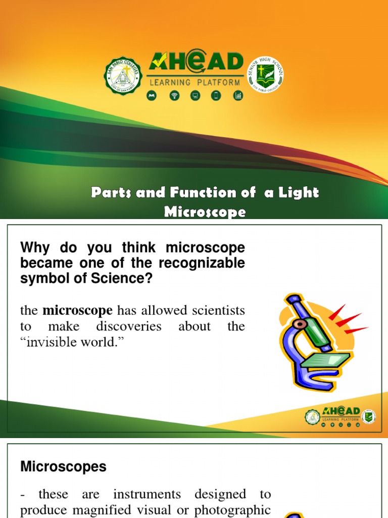 Parts and Functions of Light Microscope | PDF | Microscope | Staining