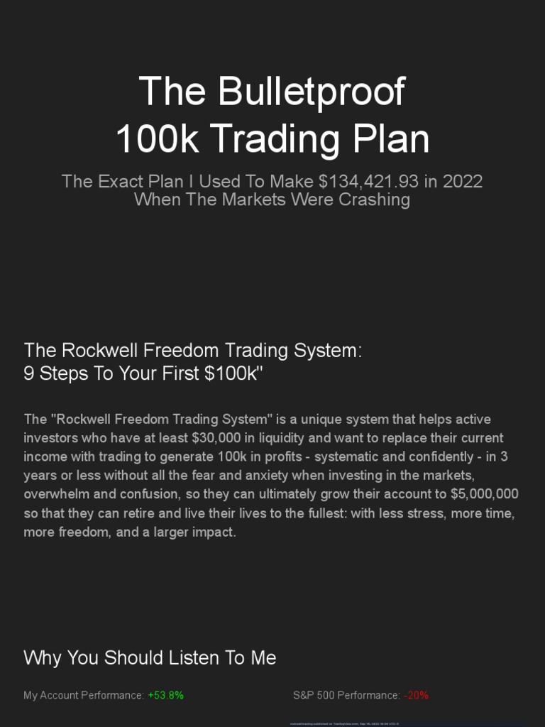 The Bulletproof 100k Trading Plan Rockwell Trading | PDF | Option (Finance) | Stocks