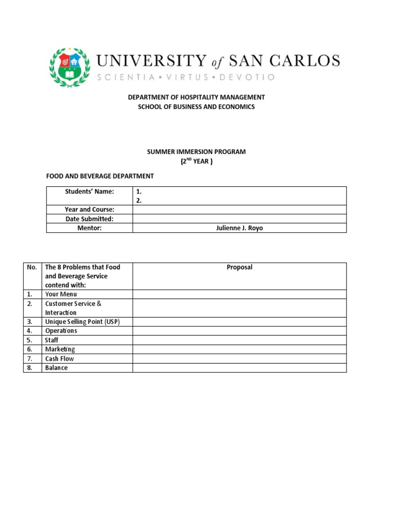 Template For Summer Immersion | PDF