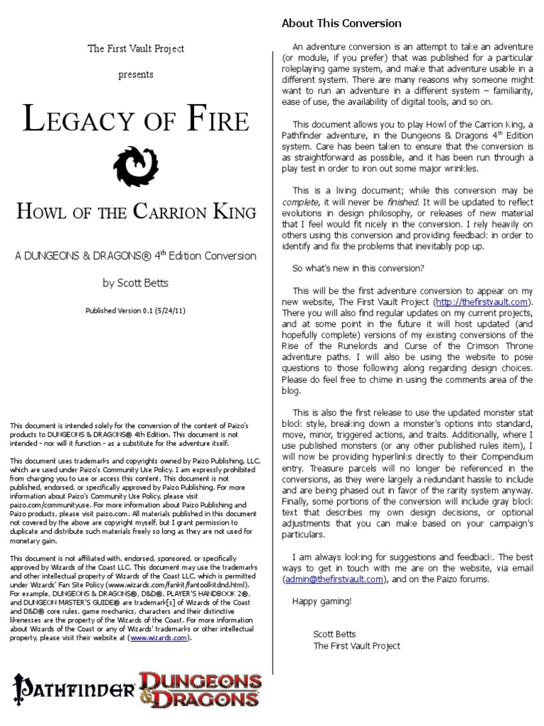 Howl of The Carrion King Conversion v0.1 | PDF | Dungeons & Dragons ...