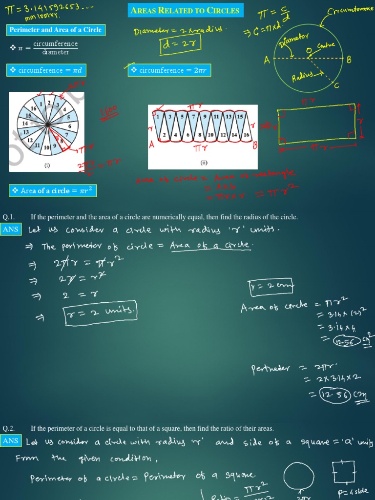 01 PPT Areas Related To Circles | PDF | Area | Circle