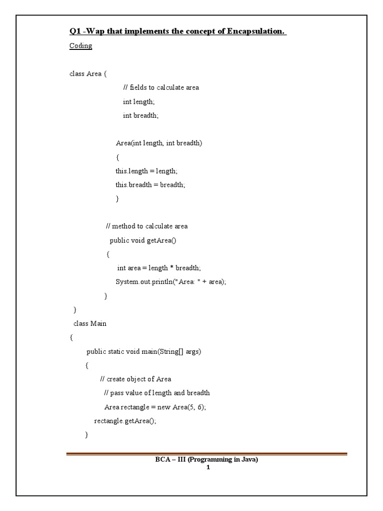 Java Practical File | PDF | Area | Computer Programming Java Practical File | PDF | Area | Computer Programming