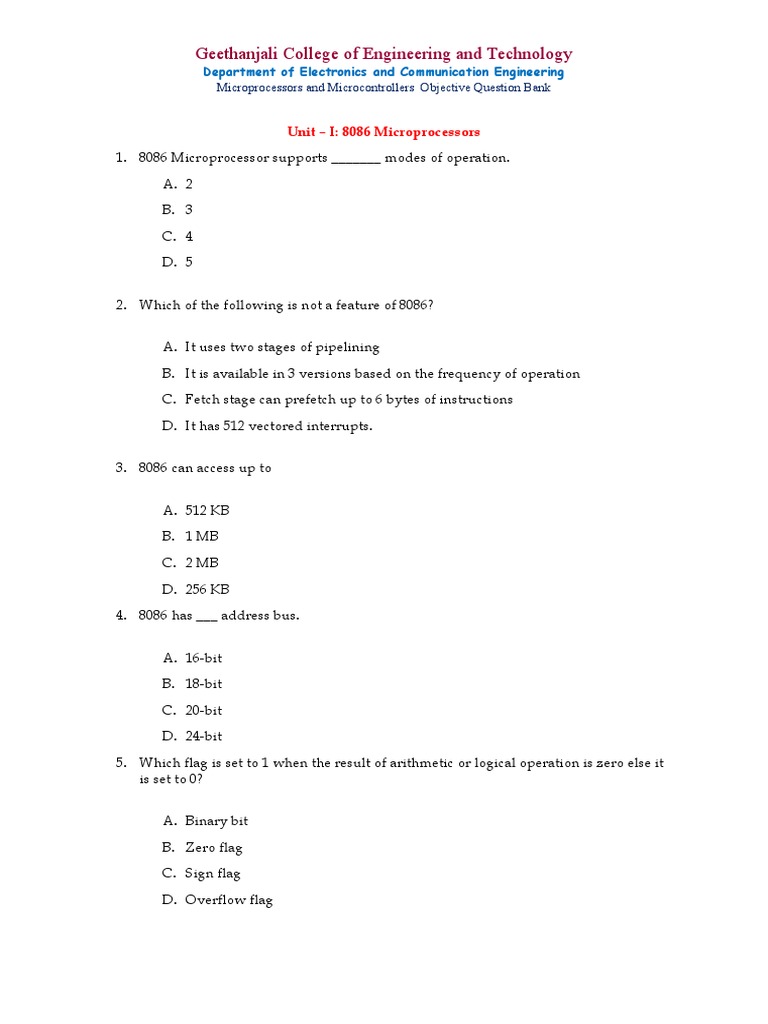 MPMC Objective Question Bank | Download Free PDF | Central Processing Unit | Computer Data