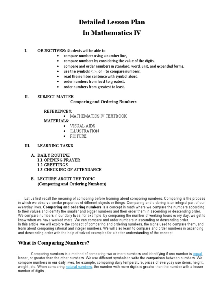 Lesson Plan in Math | PDF | Numbers | Cognition