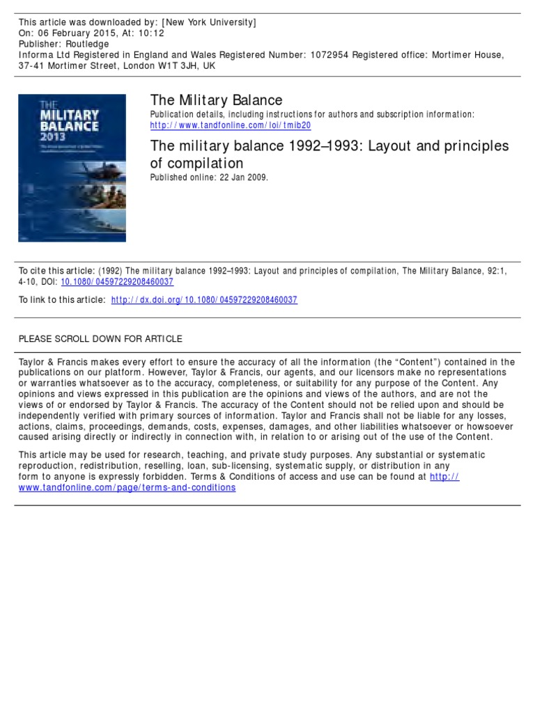 The Military Balance 1992 | PDF | Armoured Fighting Vehicles | Exchange ...