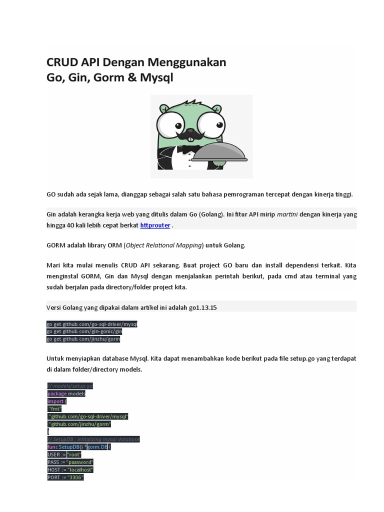Crud Api Menggunakan Go Gin Gorm Mysql Pdf