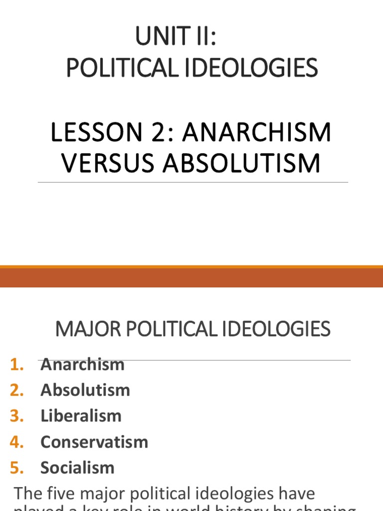 Unit 2 Lesson 2 Anarchism VS Absolutism | PDF | Anarchism | Anarchy