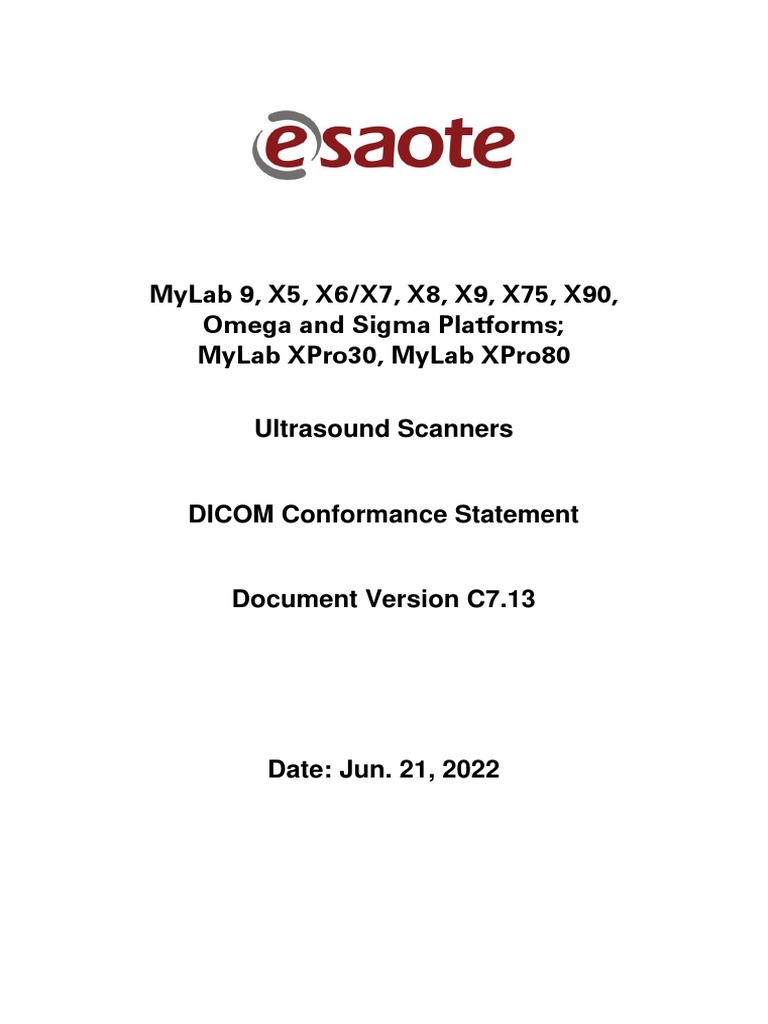 Pts000108 Dicom Conformance Statement Mylab f11xx 01.3 04 | PDF | Computer Network | Medical Imaging