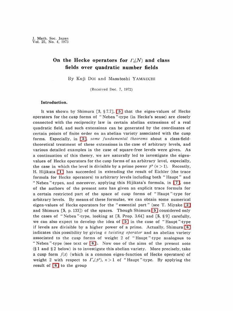 Hecke Operators and Class Fields Analysis | PDF | Field (Mathematics) | Ring (Mathematics)