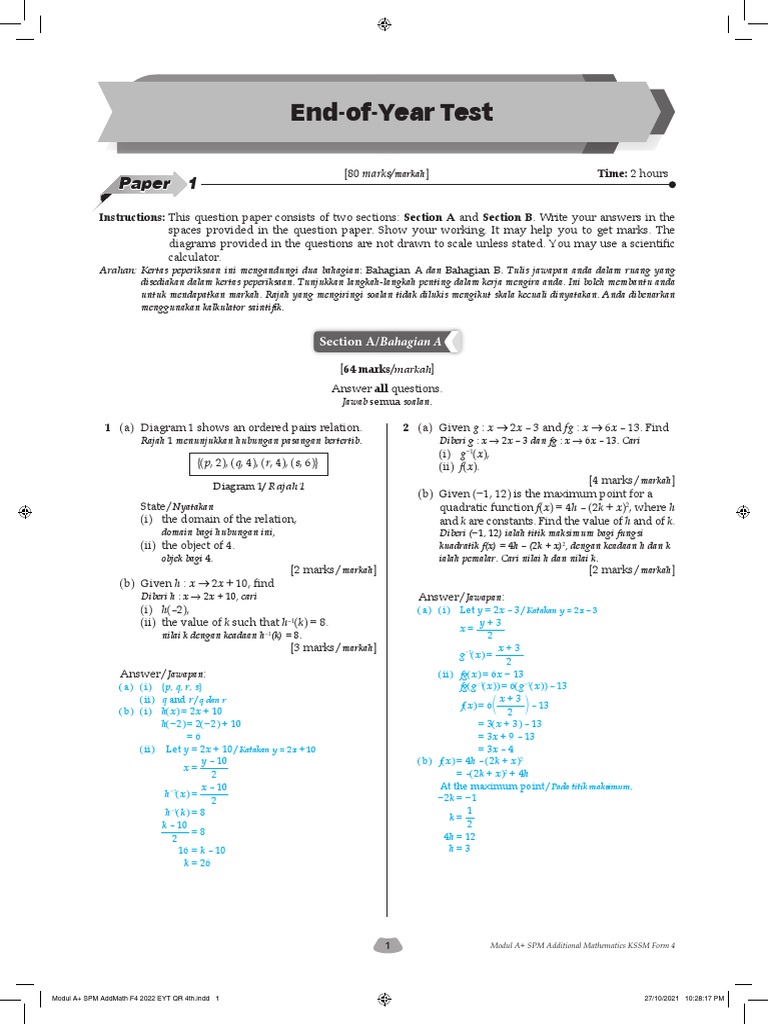 Additional Mathematics SPM Form 4 Guide | PDF | Mathematics ...
