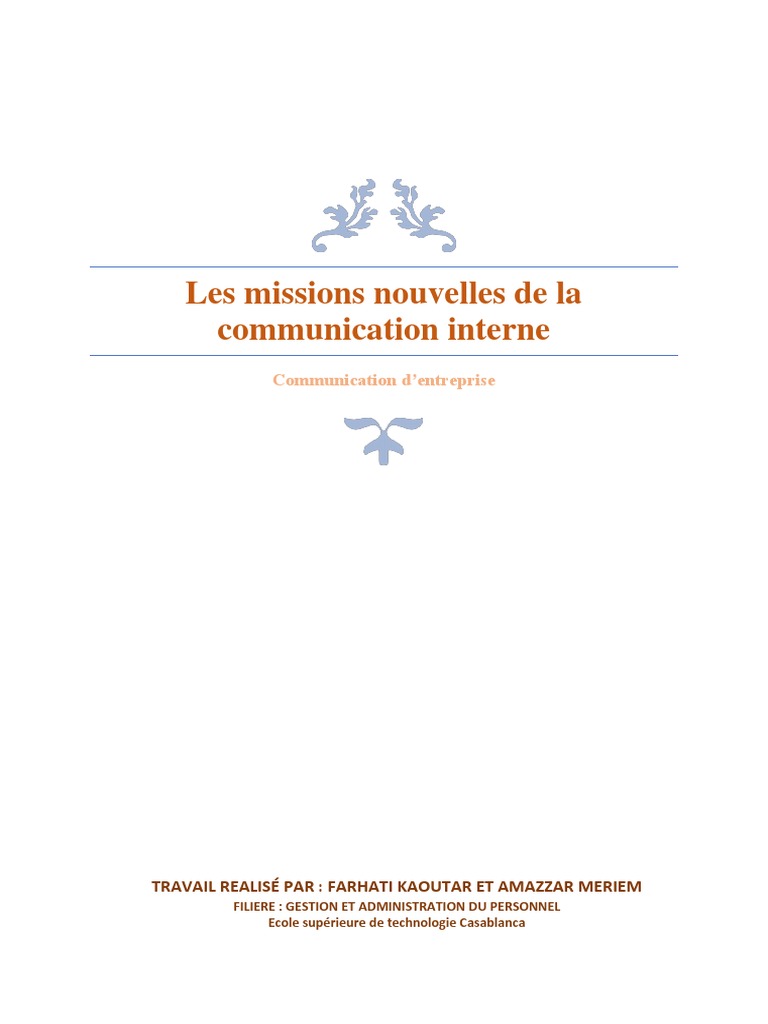 Nouvelles missions de la communication interne | PDF | la communication ...