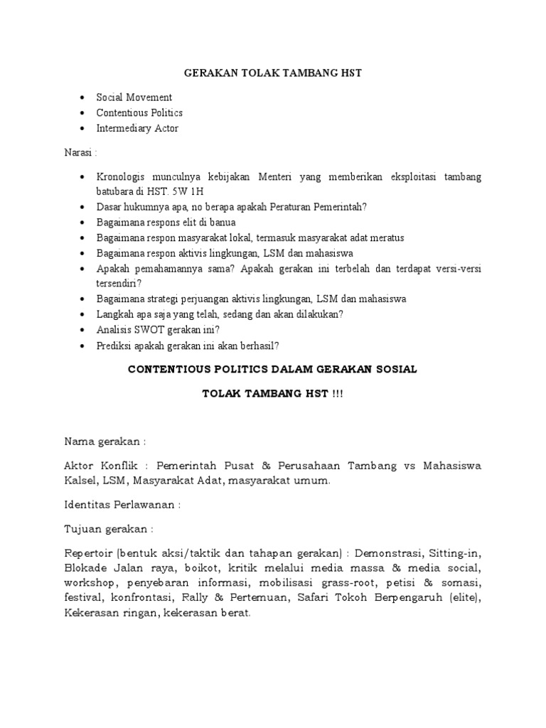 Gerakan Tolak Tambang HST | PDF