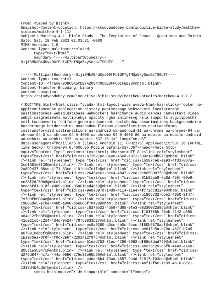 Matthew 4-11 Bible Study - The Temptation of Jesus - Questions and ...