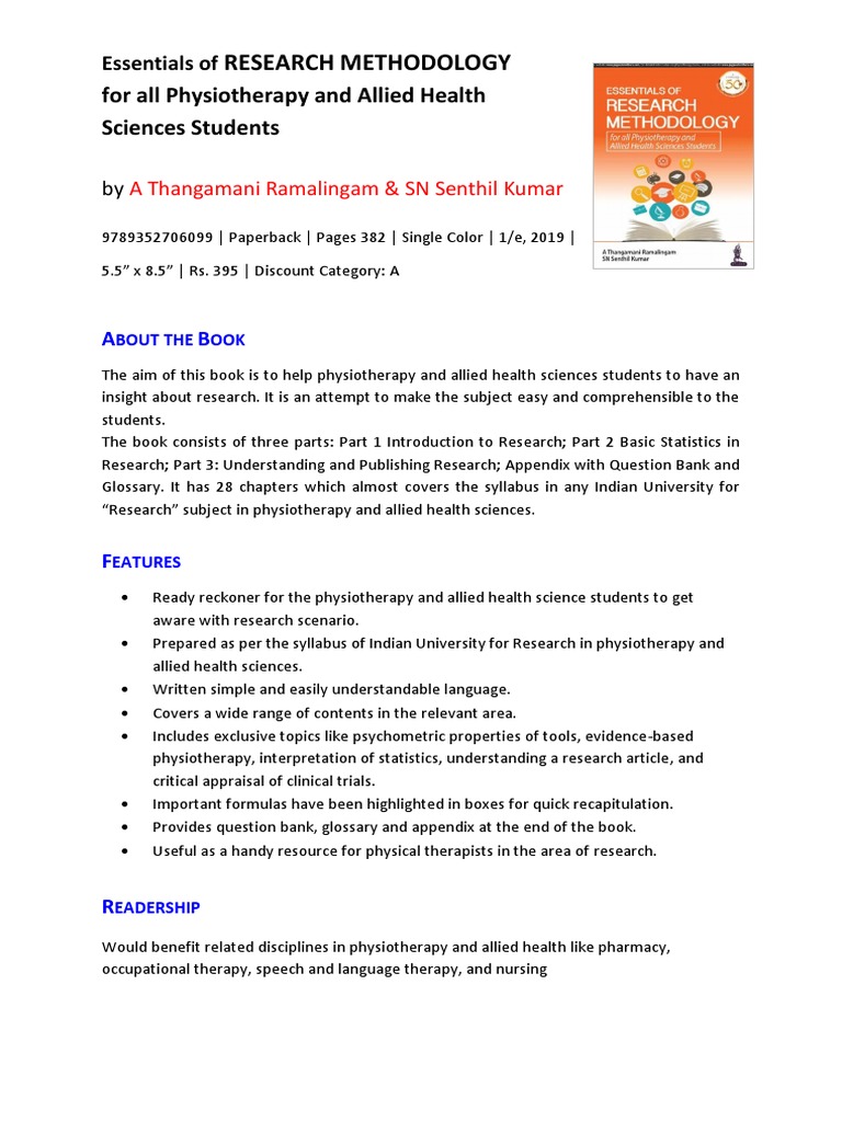 A Comprehensive Guide to Research Methodology: Equipping Physiotherapy and Allied Health ...