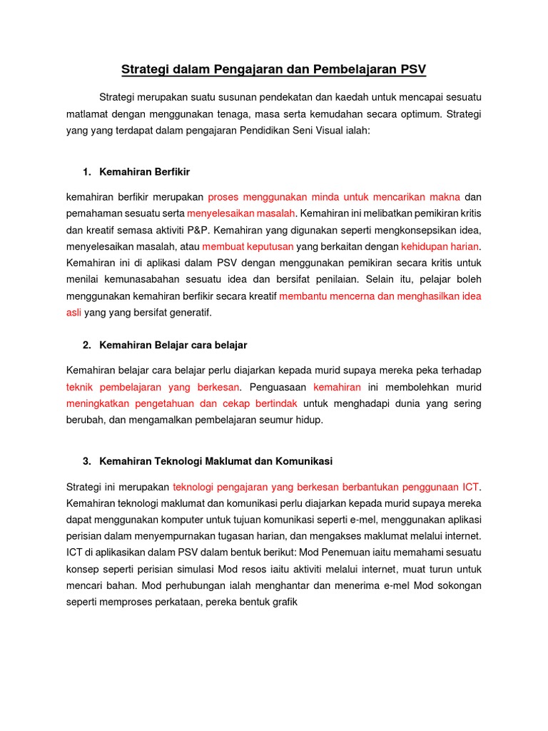 Strategi Efektif Pengajaran PSV | PDF