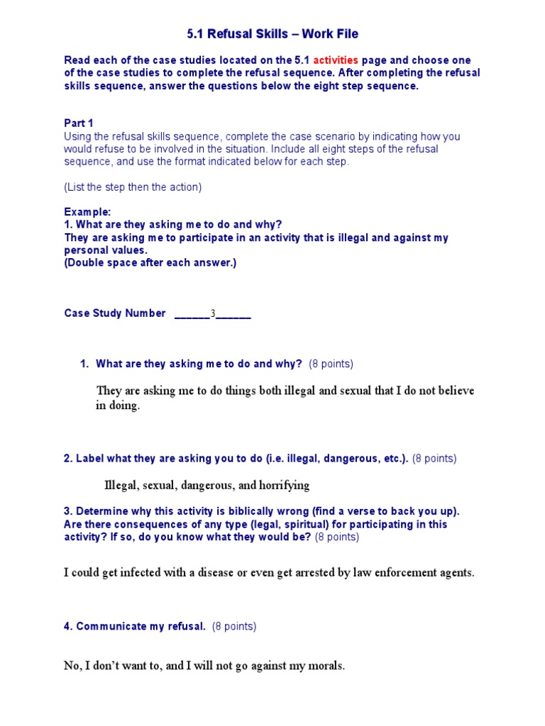 Five Refusal Skills Explained | PDF | Behavior | Adolescence