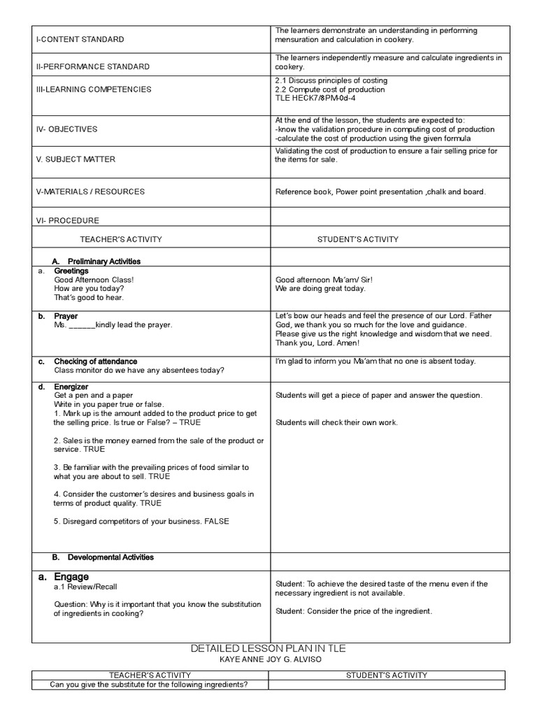 TLE LP WEEK 1 | PDF | Prices | Percentage