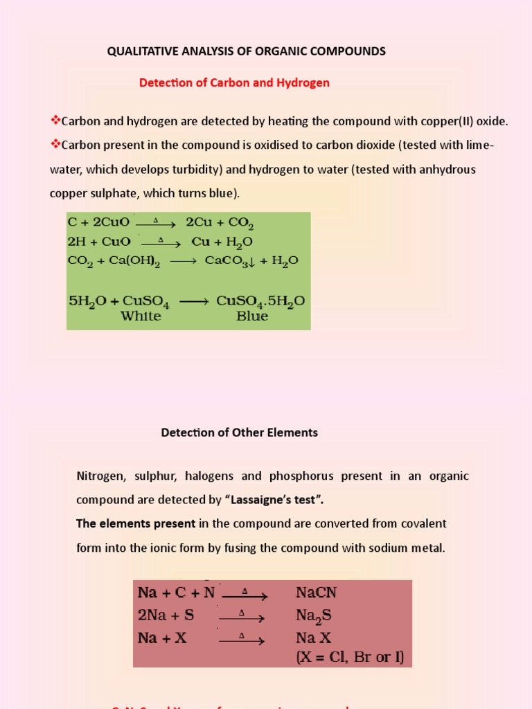 Organic Compounds: Qualitative & Quantitative Analysis | PDF | Nitrogen ...