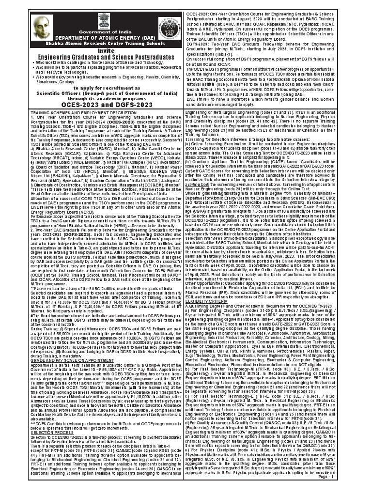 BARC OCES 2023 Exam Syllabus Overview | PDF | Academic Degree | Engineering
