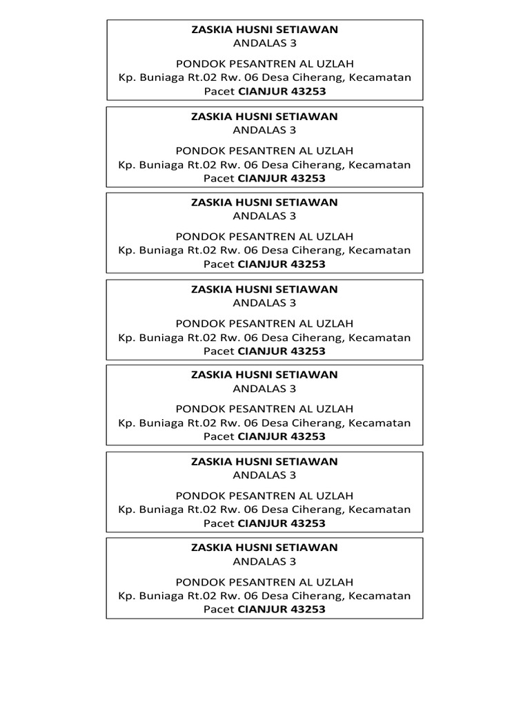 Alamat Pesantren Al Uzlah | PDF