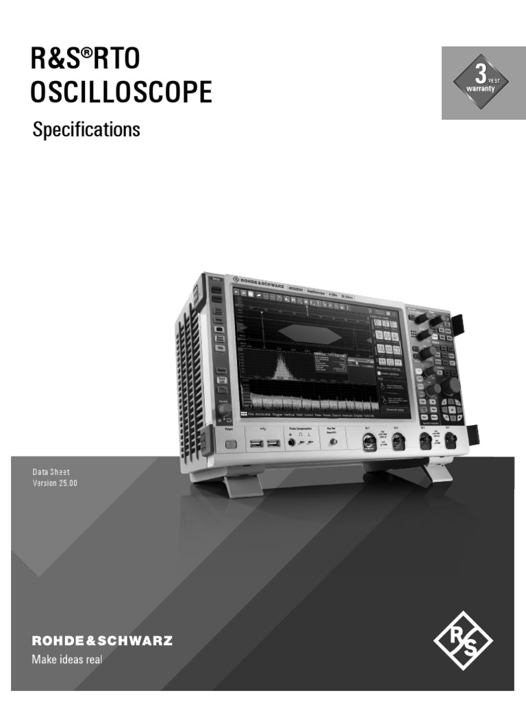 R&S®Rto Oscilloscope: Specifications | PDF | Sampling (Signal Processing) | Bandwidth (Signal ...