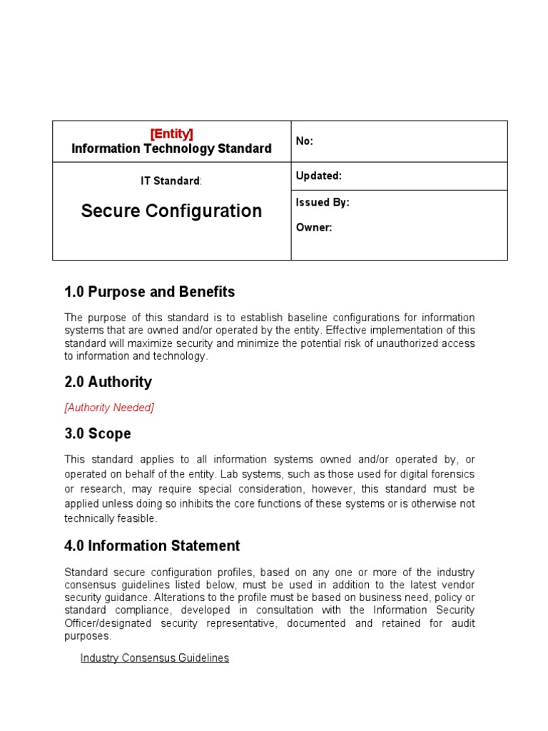 Secure Configuration Standard Pdf Computer Security Security