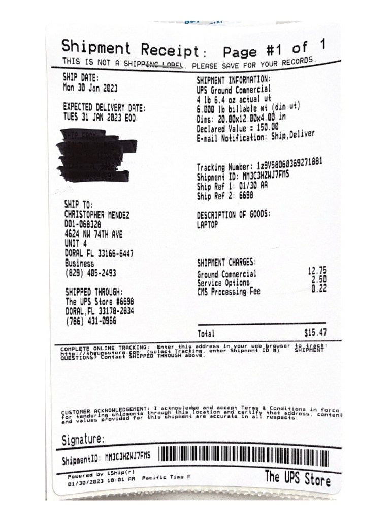 Shipment Receipt | PDF