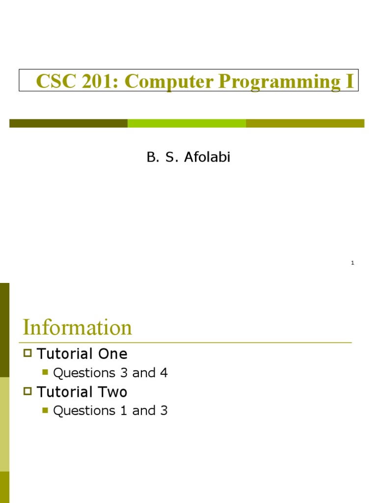 CSC201 Lecture 1 | PDF | Constructor (Object Oriented Programming) | Programming