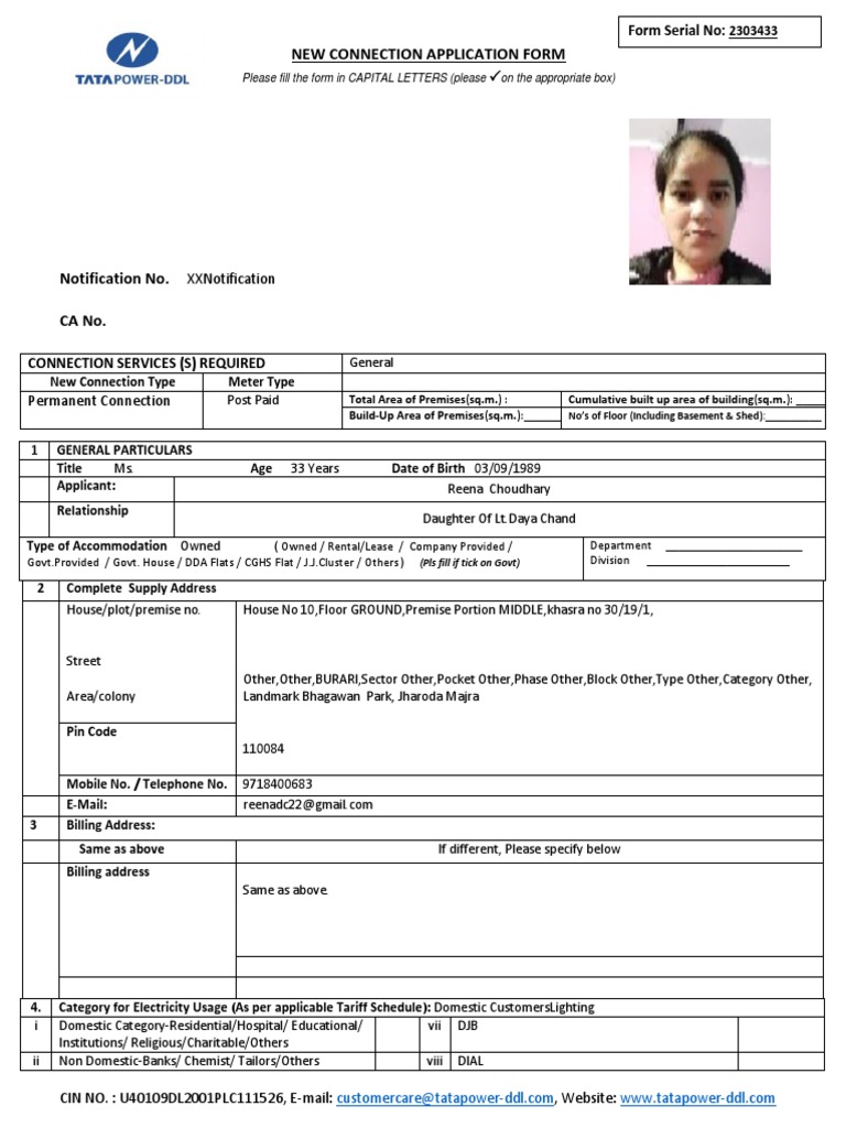 New Connection Application Form | PDF | Identity Document | Indemnity