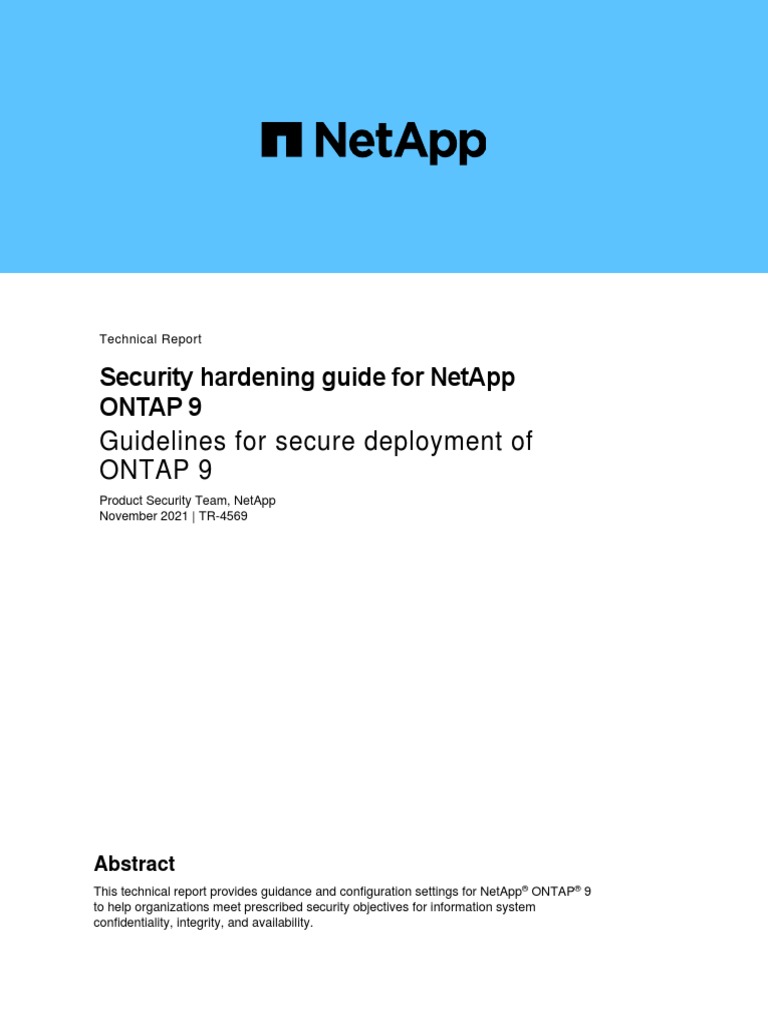Security Hardening Guide For NetApp ONTAP 9 | PDF | Password | Secure Shell Security Hardening Guide For NetApp ONTAP 9 | PDF | Password | Secure Shell