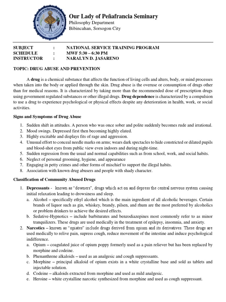 NSTP Sem 2 Lesson 2 | PDF | Psychoactive Drugs | Morphine