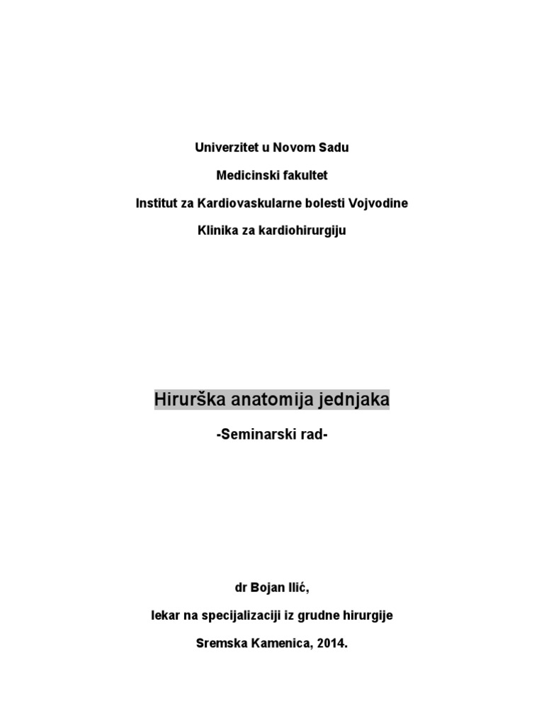Hirurška Anatomija Jednjaka | PDF