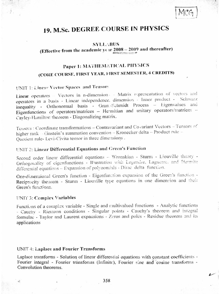 M.SC Syllabus | PDF