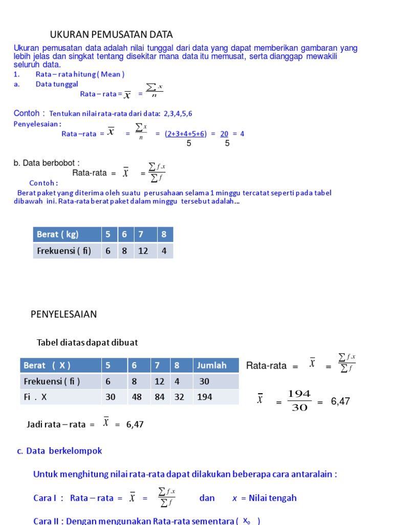Ukuran pemusatan data | PDF