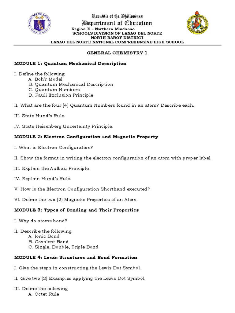 General Chemistry 1 Q2 Lesson Plan and Activities | PDF | Chemical Bond ...