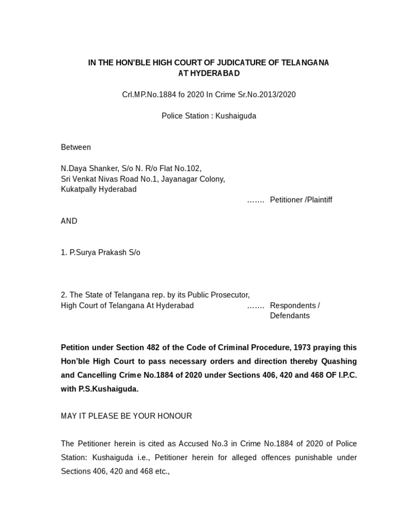 Quash Petition | PDF | Affidavit | Prosecutor