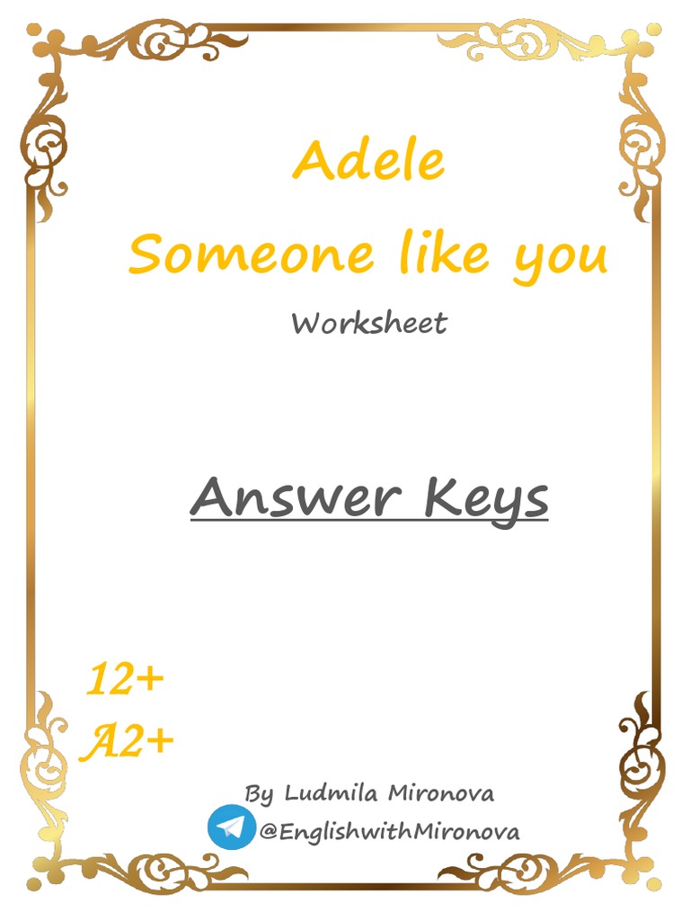 Adele Someone Like You Worksheet - Answer Keys | PDF | Foreign Language Studies | Poetry