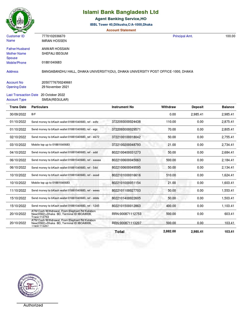 Ibbl Bank Statement | PDF | Money | Business