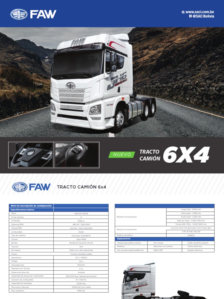 FAW Tracto Camion 6x4 SACI | PDF | Camión | Transporte