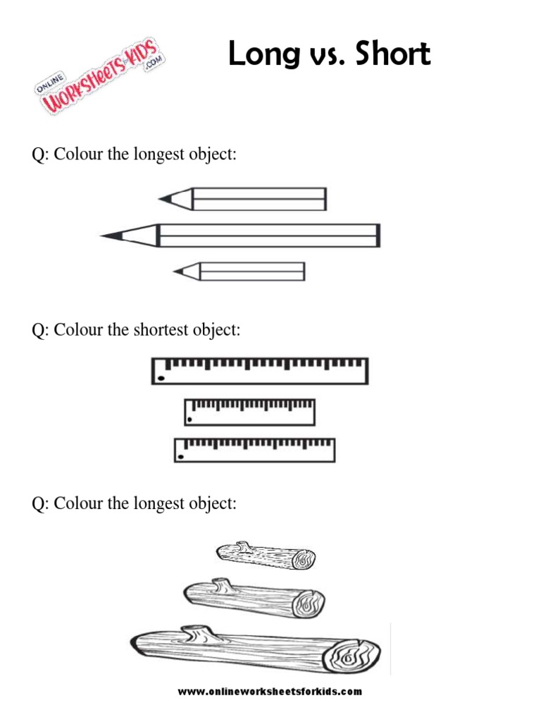 Circle The Longer Or Shorter Object 10 Pdf