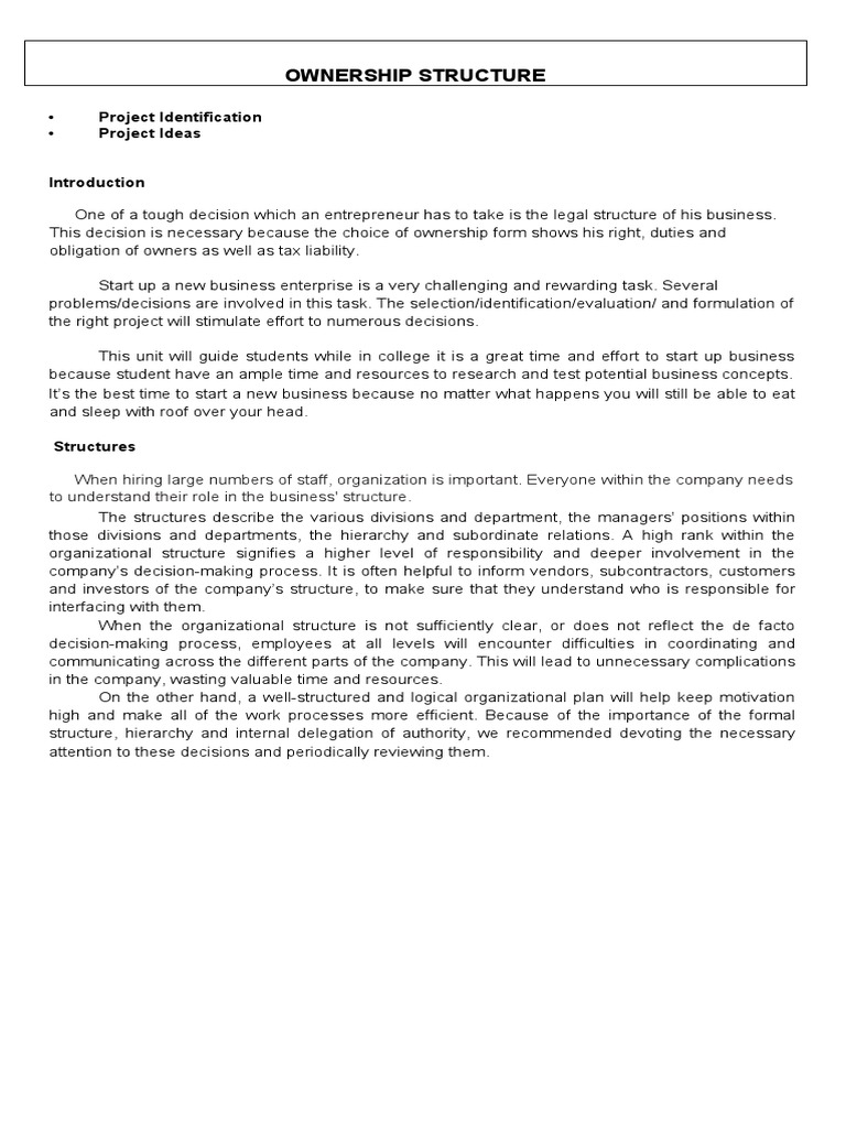 Ownership Structure | PDF | Entrepreneurship | Organizational Culture